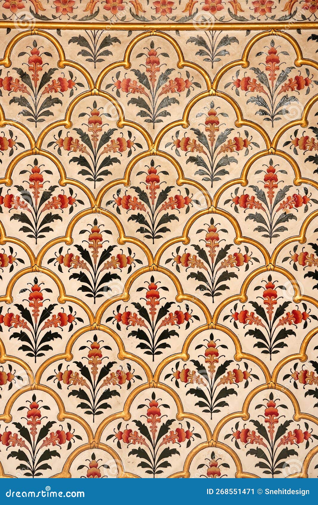 Decorative Pattern on Junagarh Fort Walls in Bikaner, India Stock Image ...
