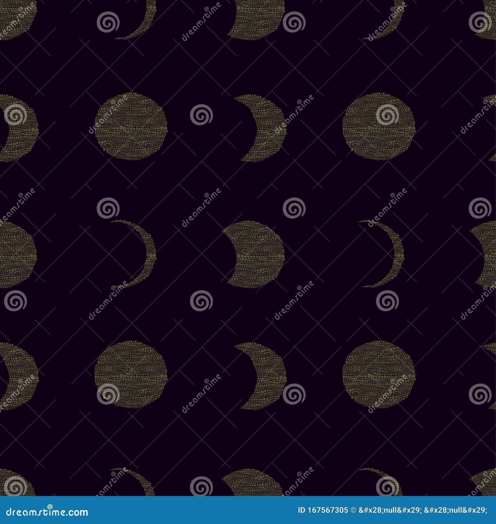 Decorative Pattern with Moons. Phases of Lunar and Solar Eclipse in the ...