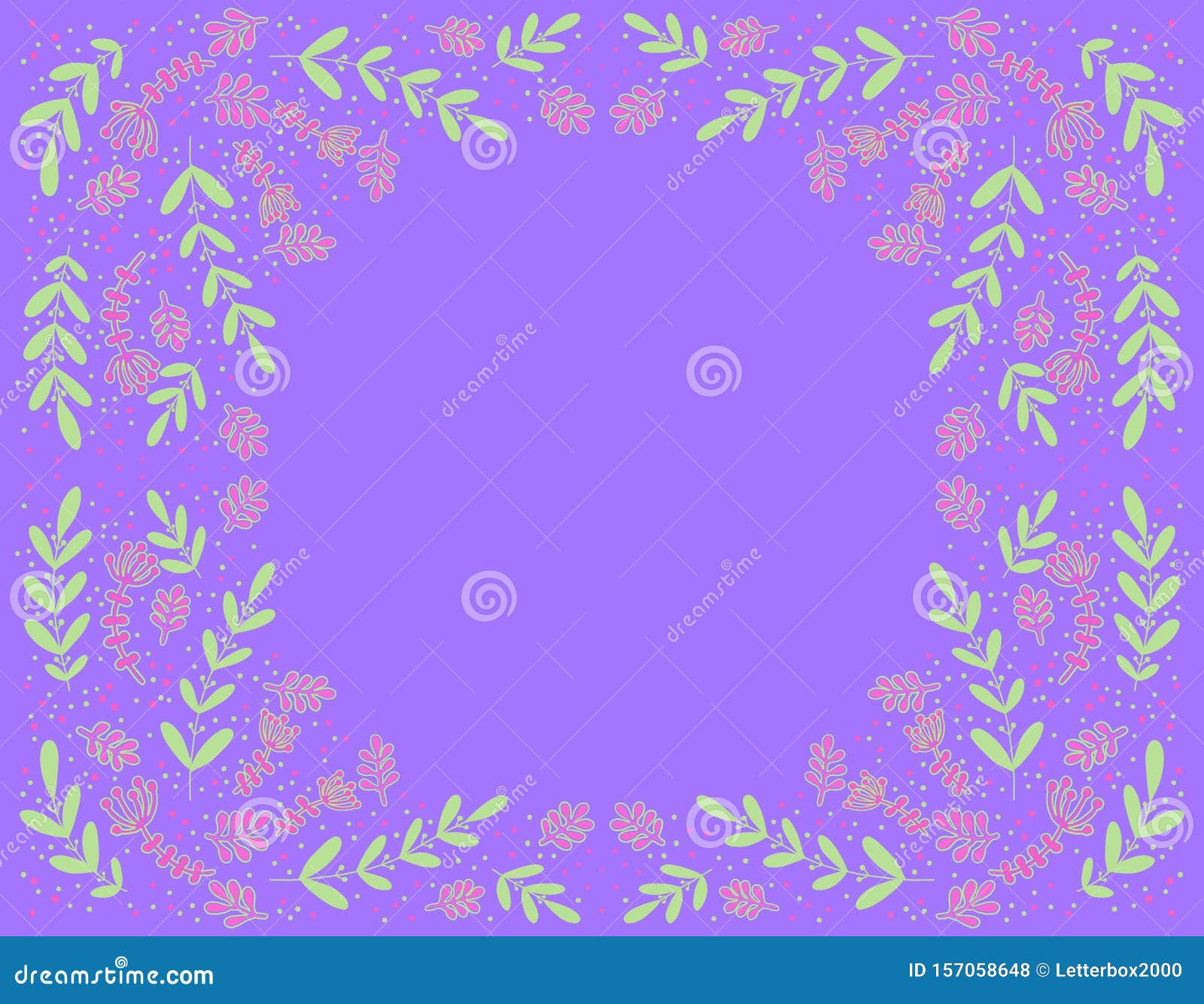 Decorative Pattern of Pink Flowers and Light Green Leaves and Branches ...