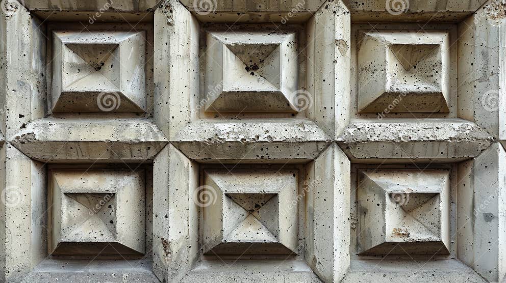 Decorative Patterned Cinder Block Wall with Geometric Design in Urban ...