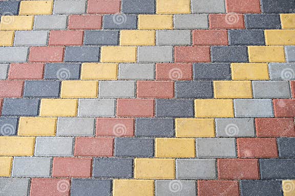 Decorative Paving Slabs of Different Colors Lined with a Snake Pattern ...