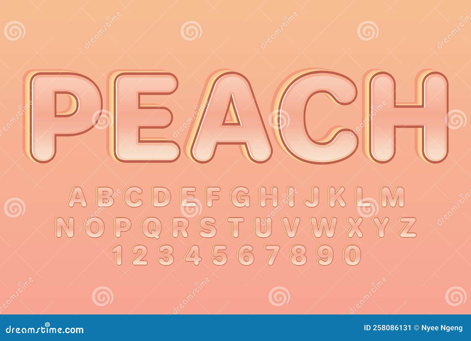 Decorative Peach Font and Alphabet Stock Vector - Illustration of ...