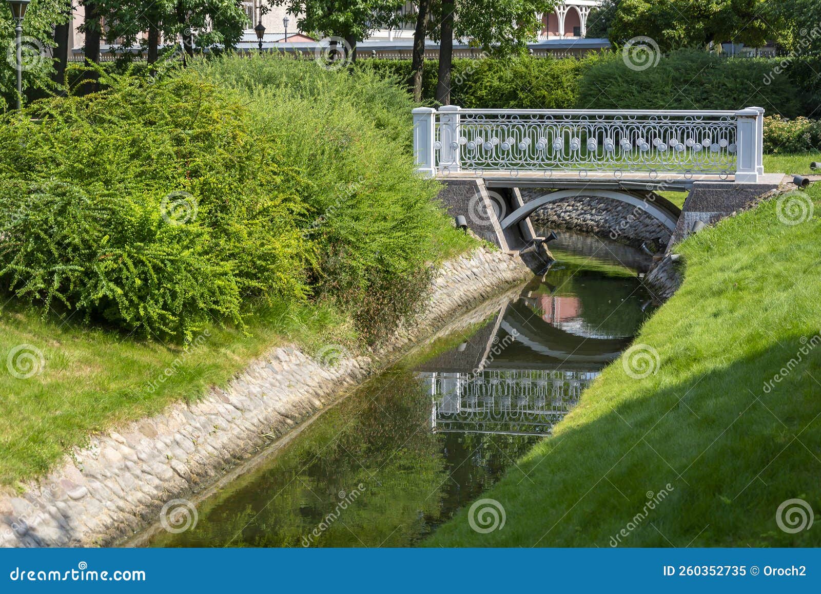 Decorative Pedestrian Bridge Over a Small Canal Stock Image - Image of ...