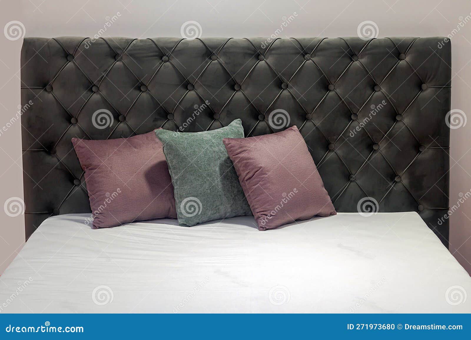 Decorative Pillows Inside Bed Stock Photo - Image of cushion, furniture ...