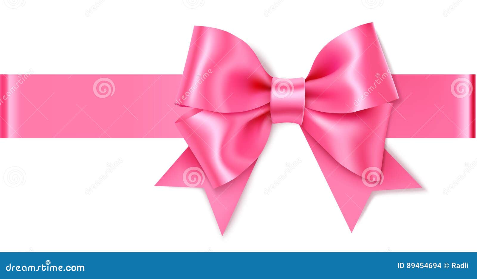 Decorative Pink Bow with Horizontal Ribbon. Vector Bow for Page Decor ...