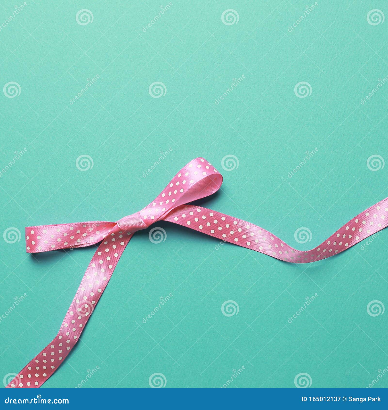 Decorative Pink Bow Ribbon on Mint Background Stock Image - Image of ...