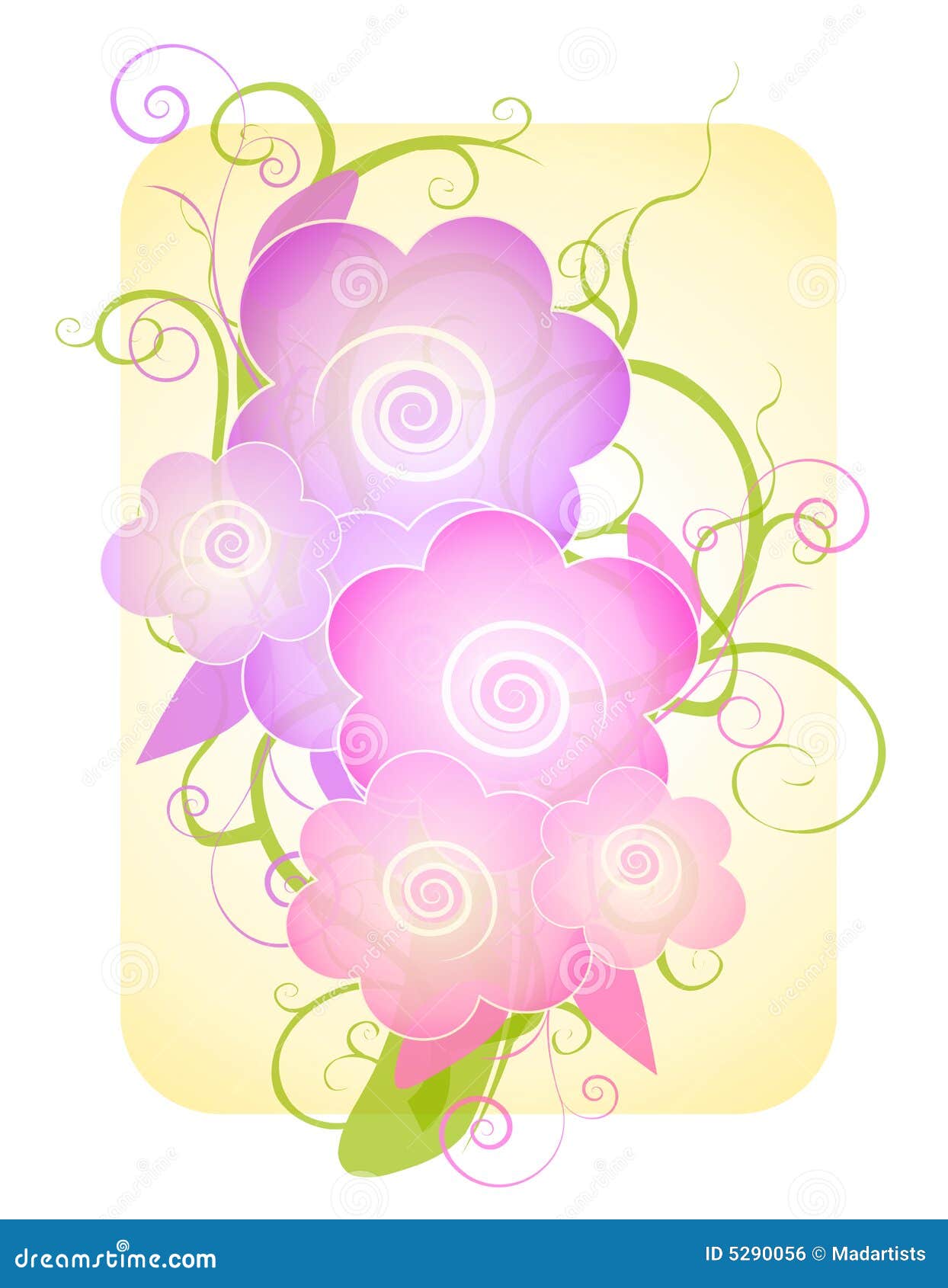 Decorative Pink Flower Design Stock Illustration - Illustration of ...