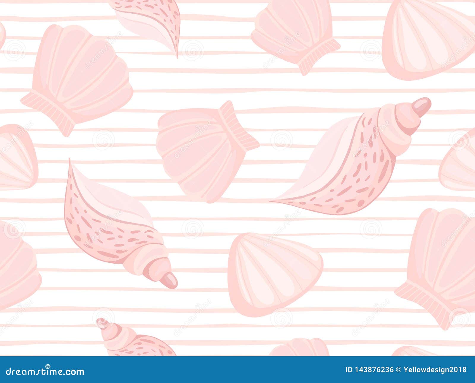 Decorative Pink Seashells Stripe Seamless Pattern Stock Illustration ...