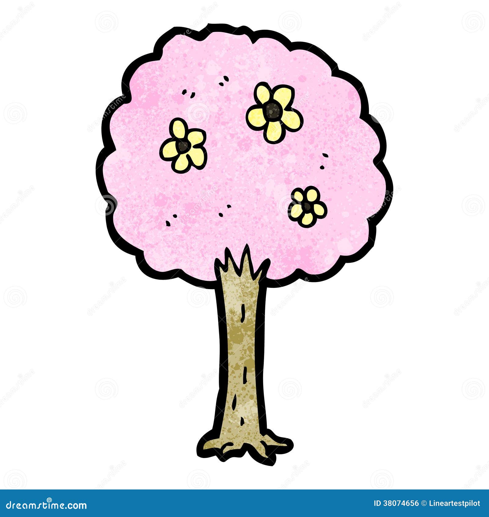 Decorative Pink Tree Cartoon Stock Illustration - Illustration of ...