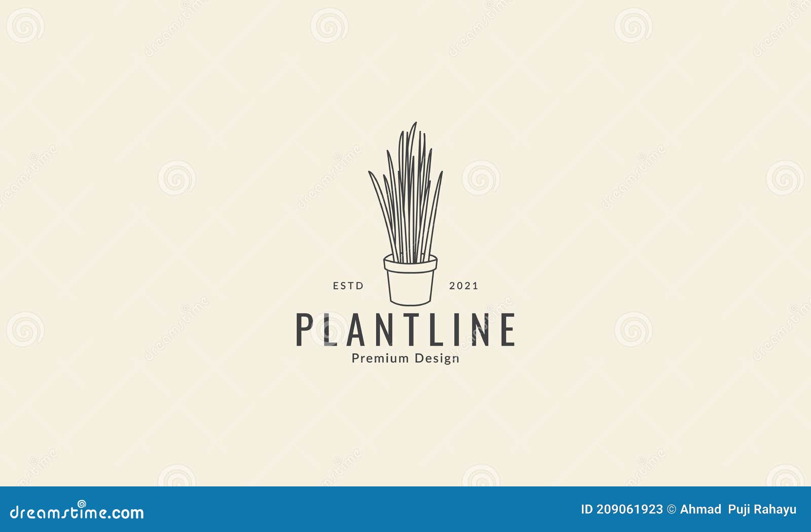 Decorative Plants Long Leaf Line Logo Symbol Icon Vector Graphic Design ...