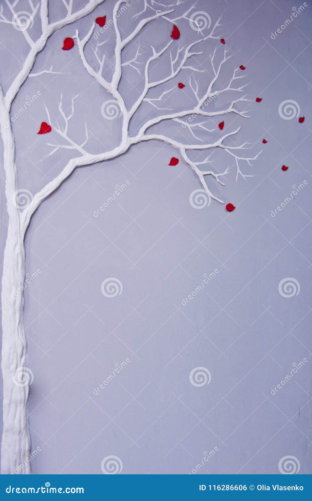 Decorative Plaster Tree on the Wall, Interior Stock Photo - Image of ...
