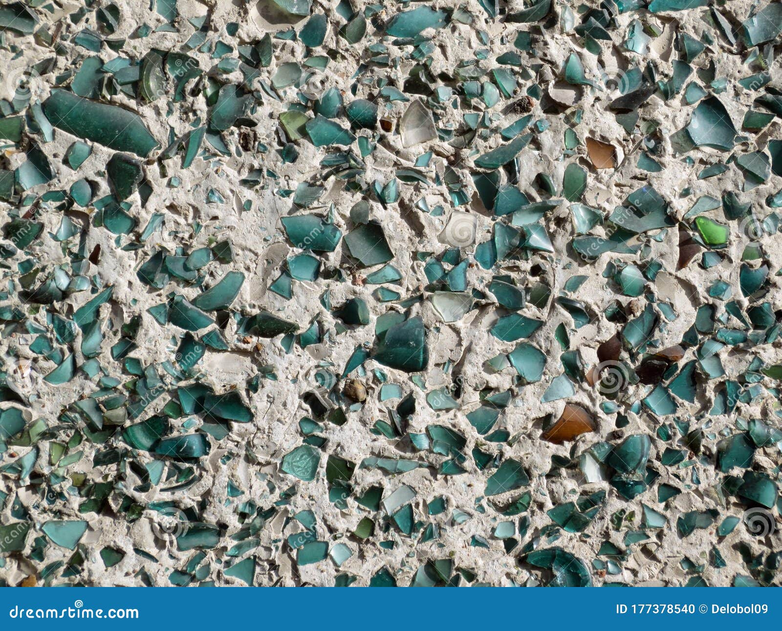 Decorative Plaster Walls with Blue Glass Shards Stock Photo - Image of ...