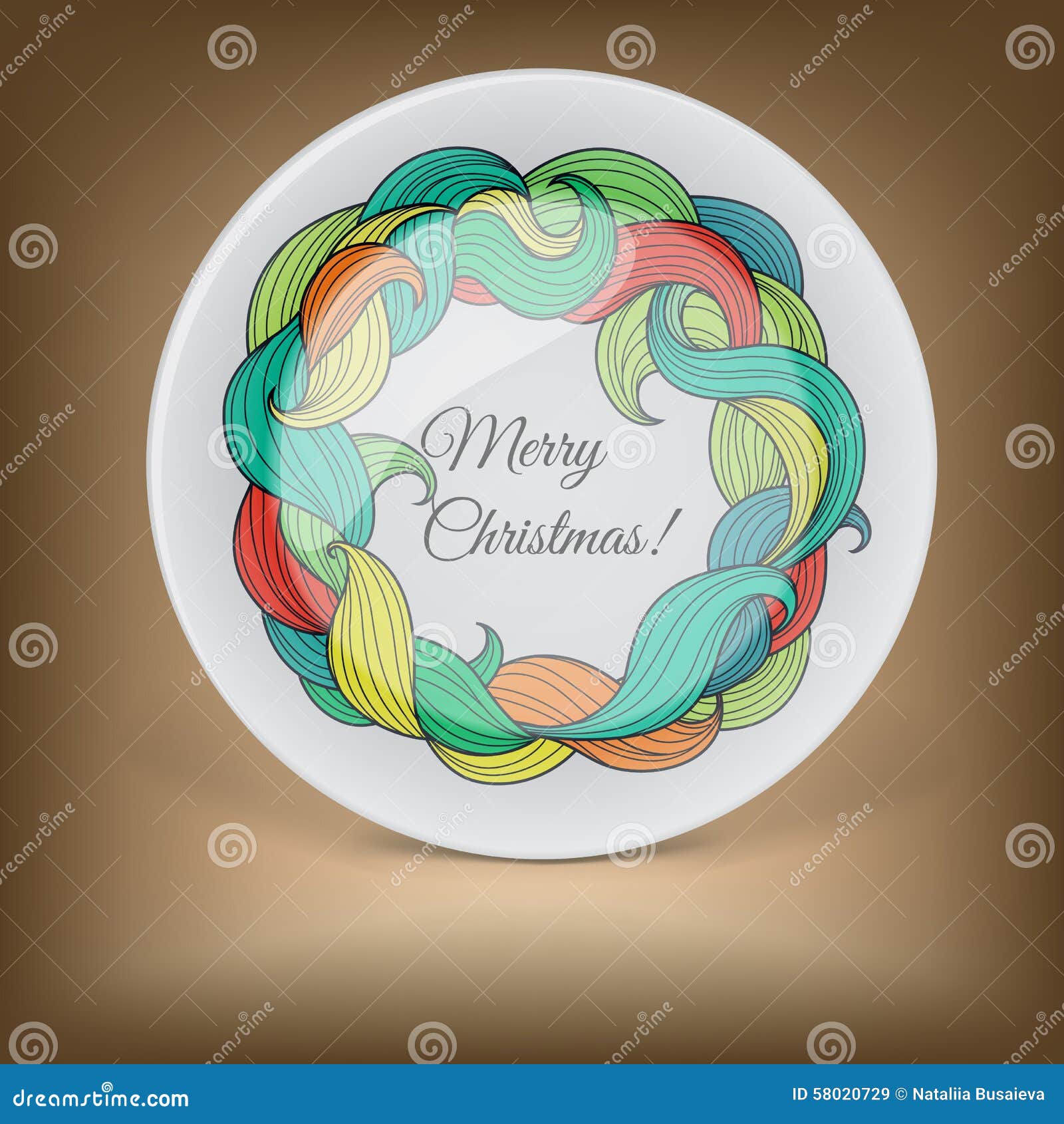 Decorative Plate with Christmas Wreath Stock Vector - Illustration of ...