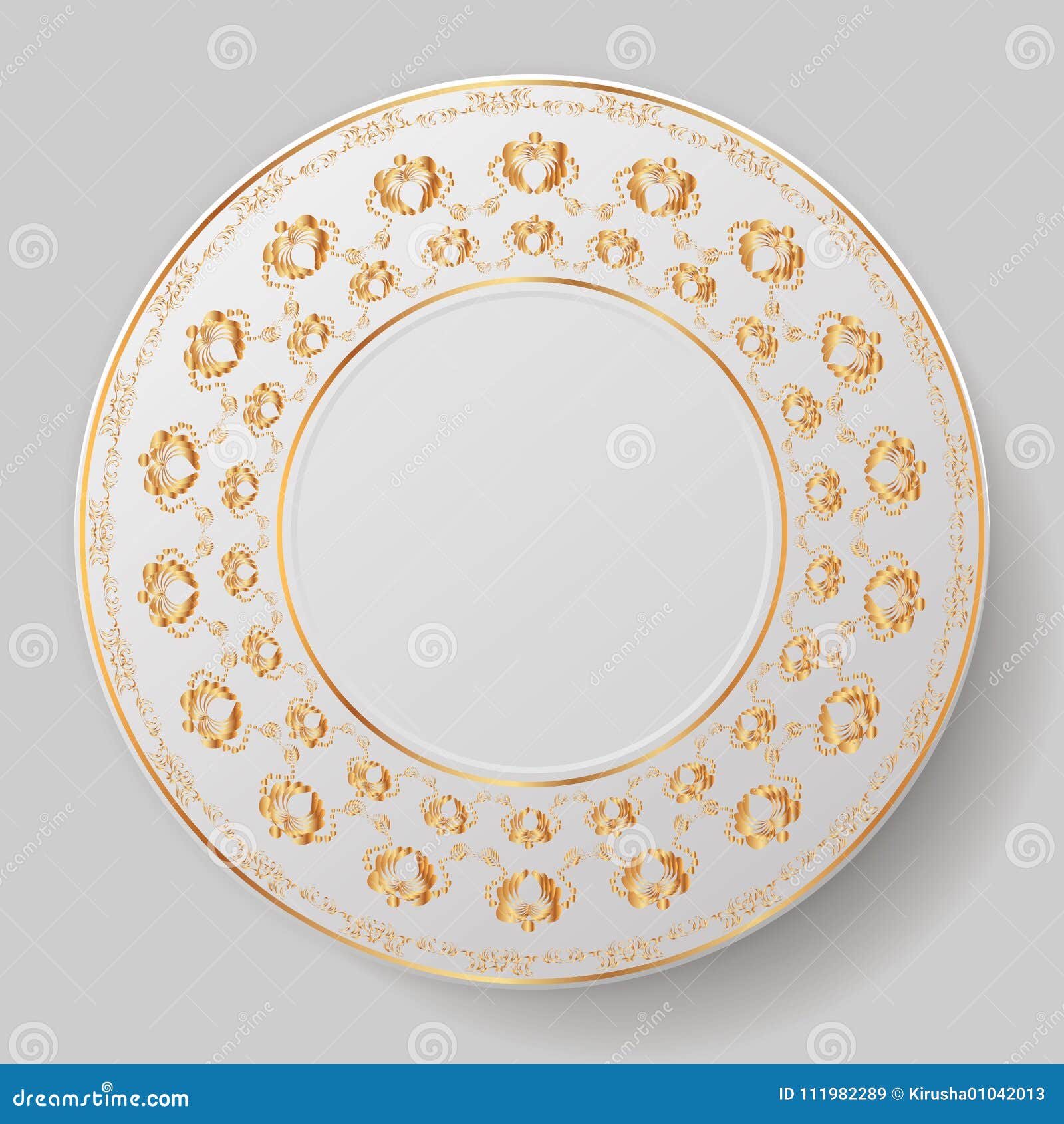 Decorative Plate Decorated with Gold Ornament Stock Illustration ...