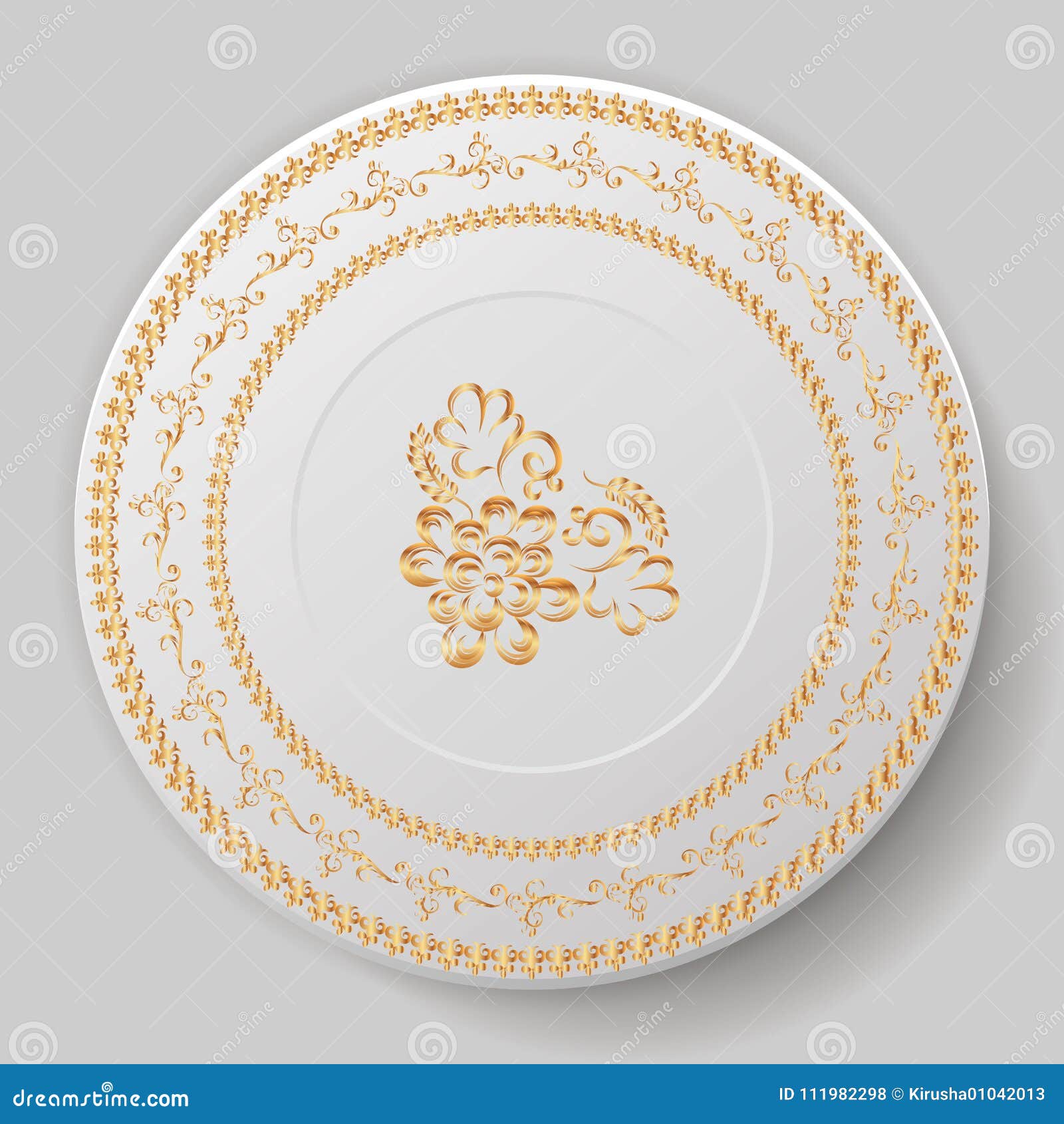 Decorative Plate Decorated with Gold Ornament Stock Illustration ...