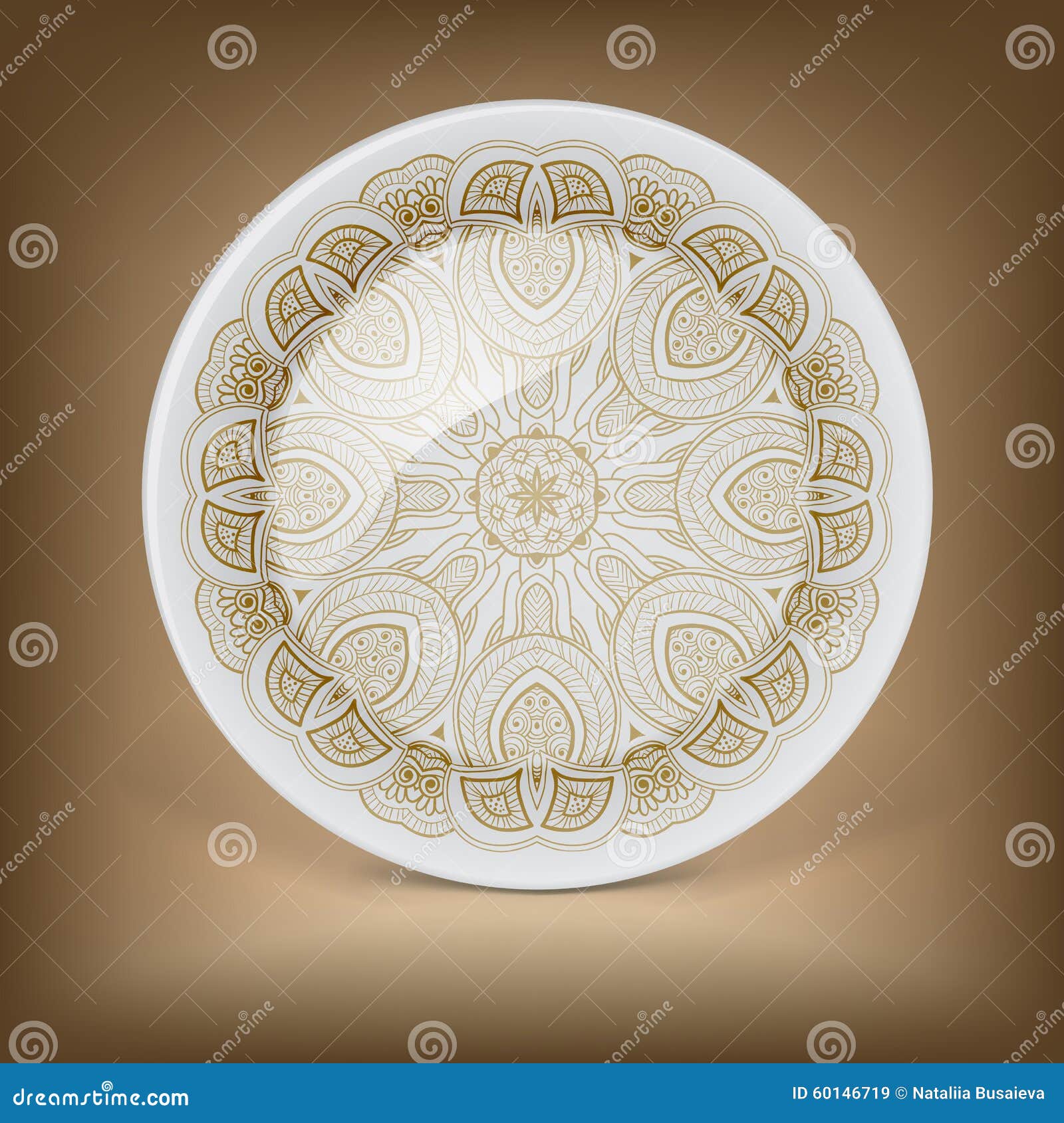 Decorative Plate with Round Lace Pattern Stock Illustration ...