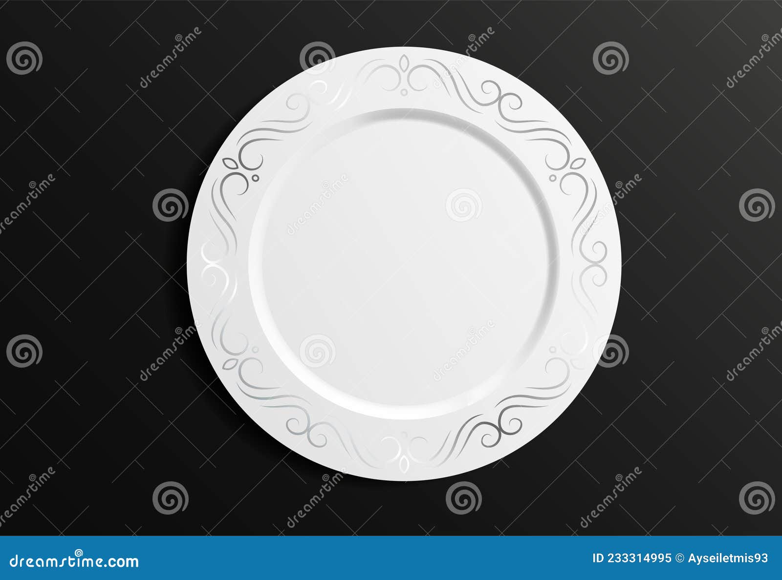 Decorative Plate Template with a Silver Ornament Handwork and an Empty ...