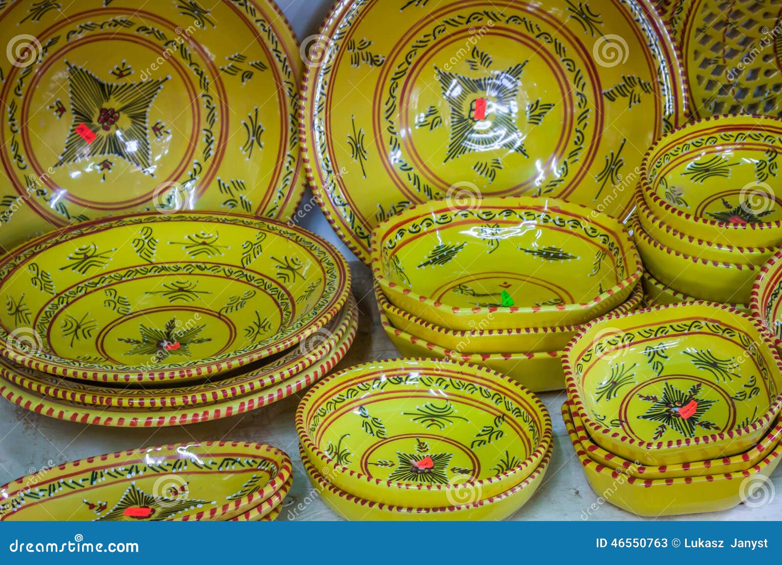 Decorative Plates on a Typical Bazaar in Tunisia, Africa Stock Image ...