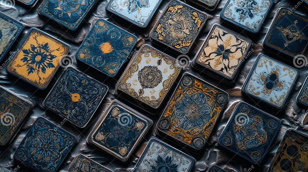 Decorative Playing Cards Arranged in a Pattern Stock Illustration ...