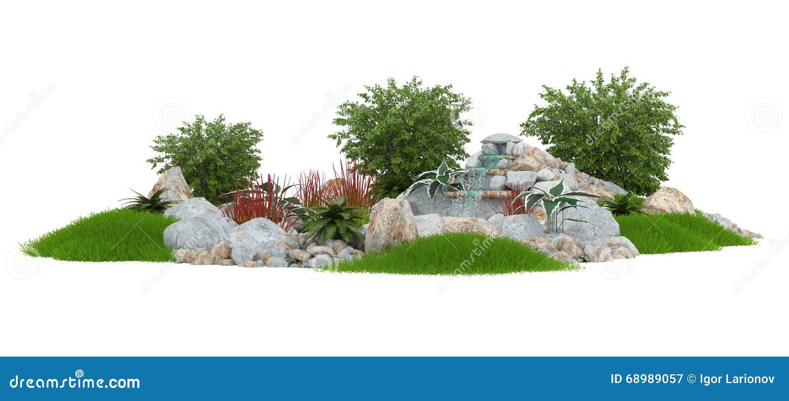 Decorative Pond on a White Background Stock Illustration - Illustration ...