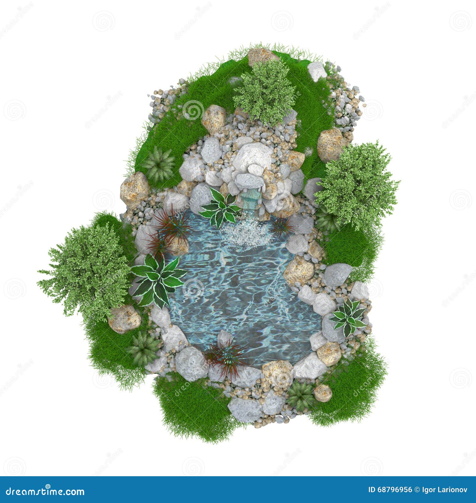 Decorative Pond on a White Background Stock Illustration - Illustration ...
