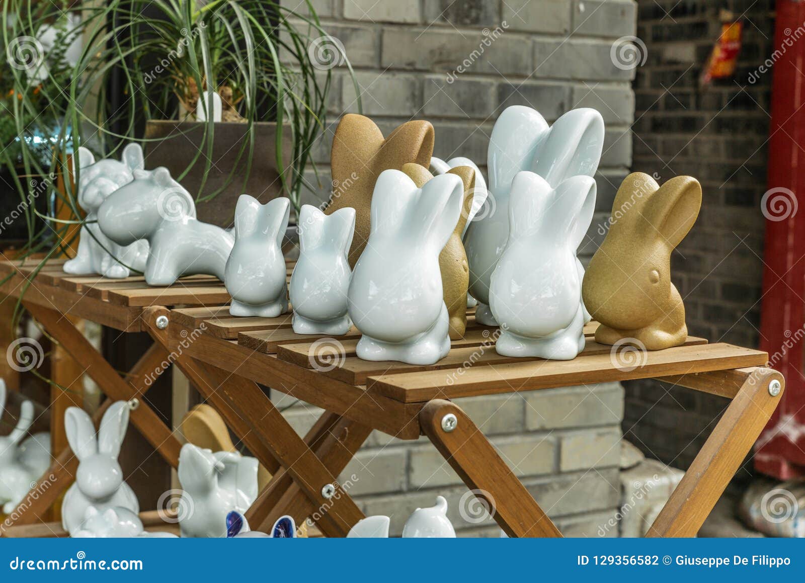 Decorative Porcelain Rabbits in the Streets of Beijing Stock Photo ...