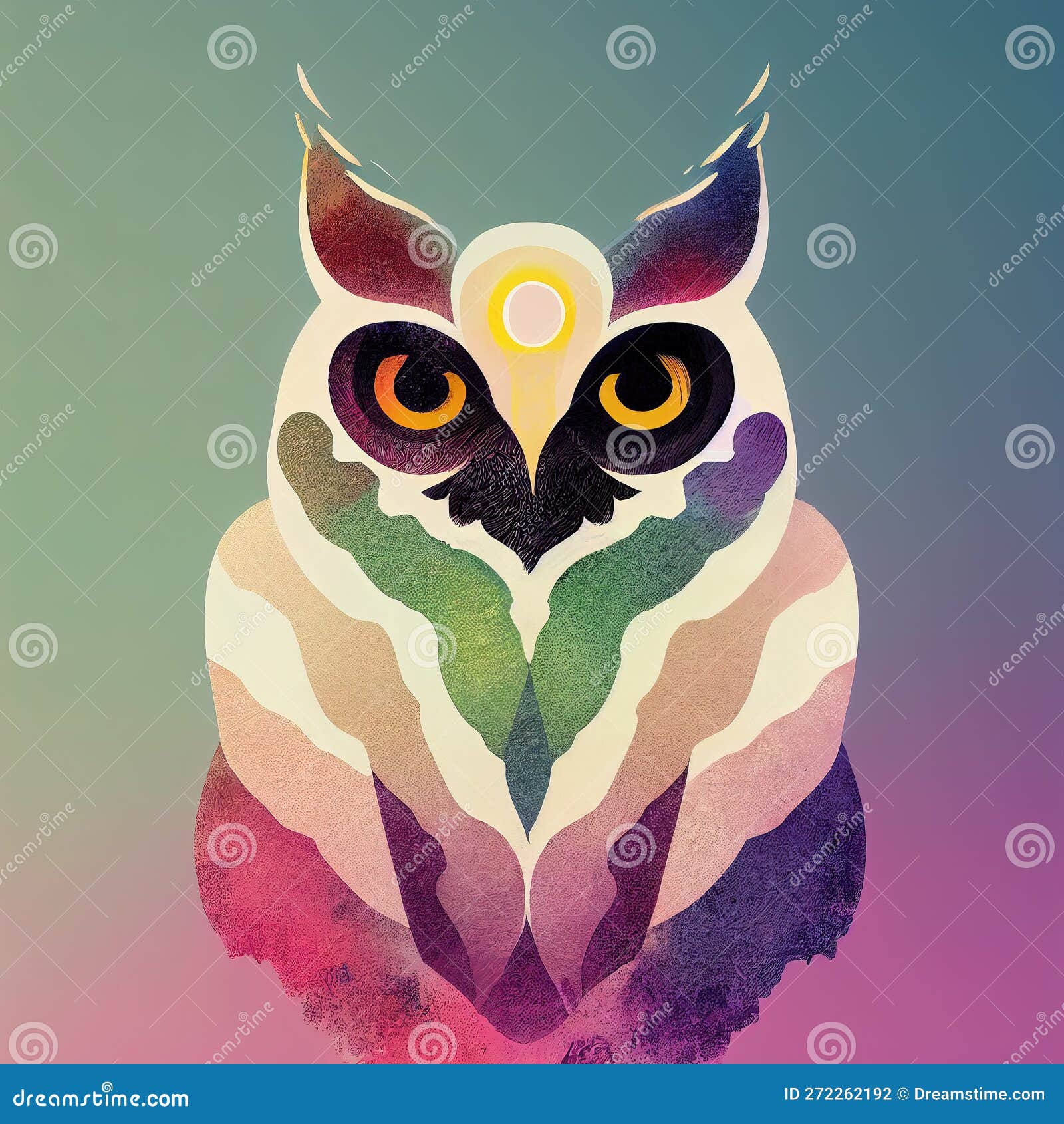 Decorative Portrait of an Owl. Abstract Stylized Owl Portrait. Print ...