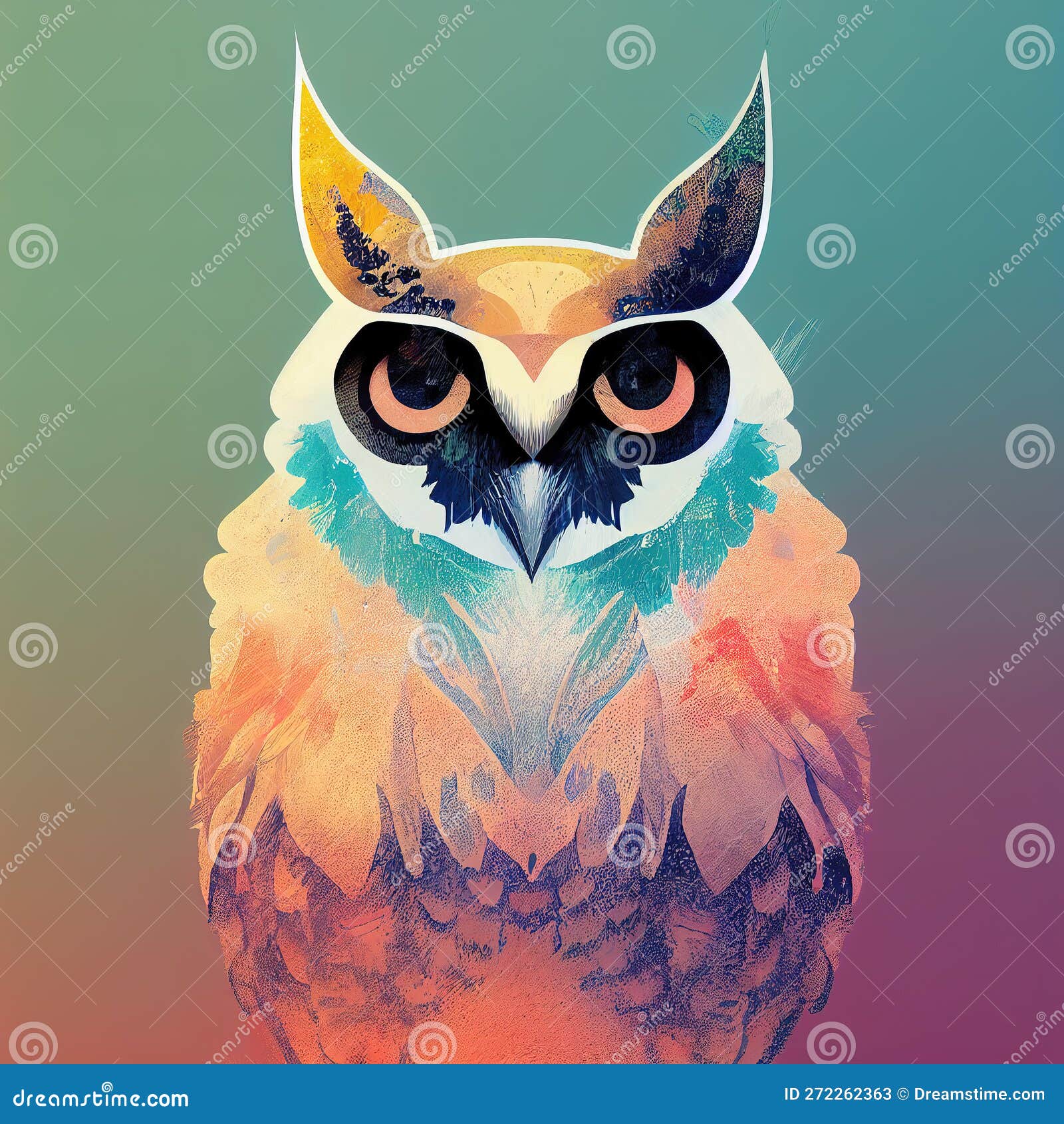 Decorative Portrait of an Owl. Abstract Stylized Owl Portrait. Print ...