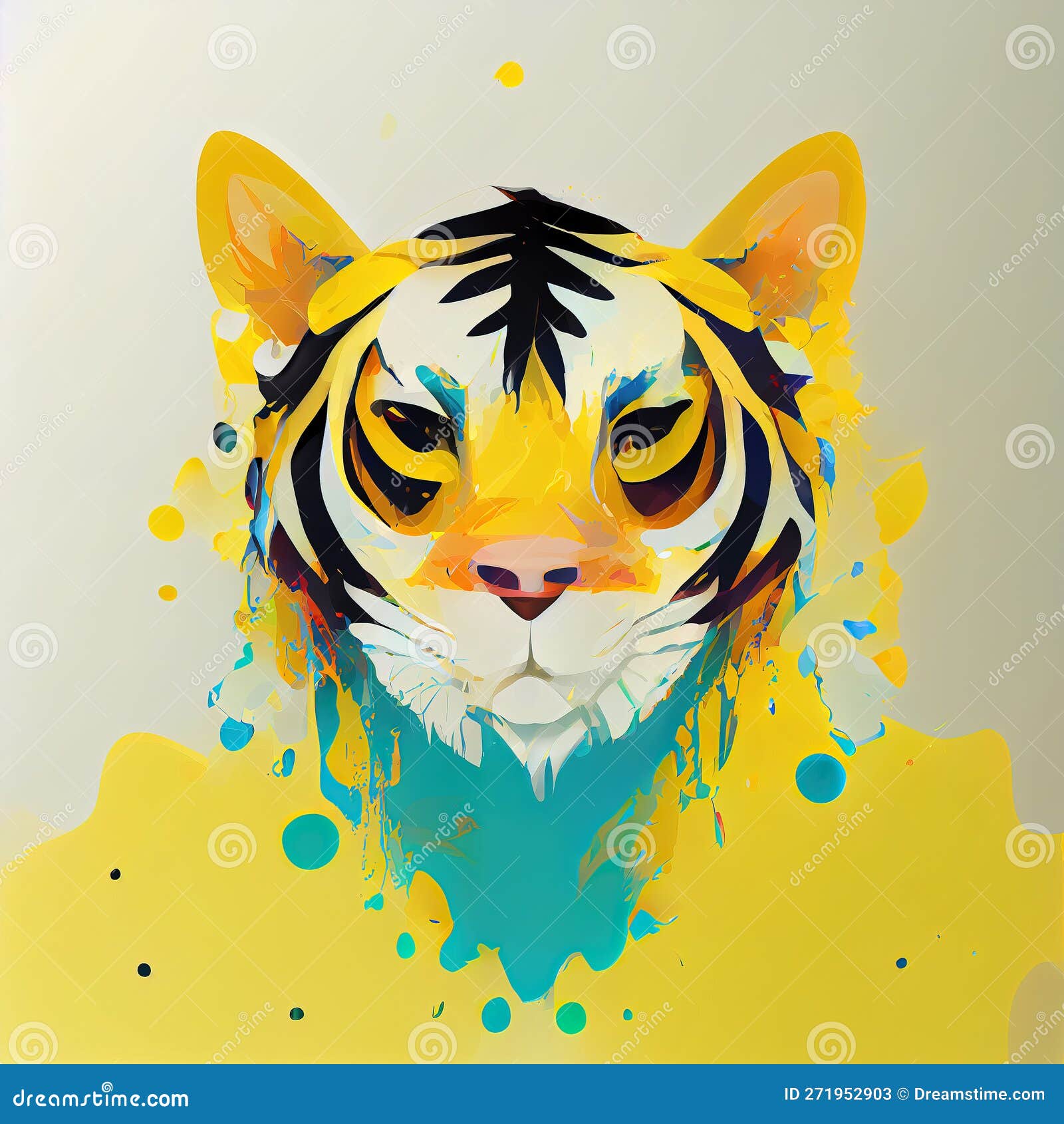 Decorative Portrait of a Tiger with Splashes. Tiger Muzzle Bright Art ...