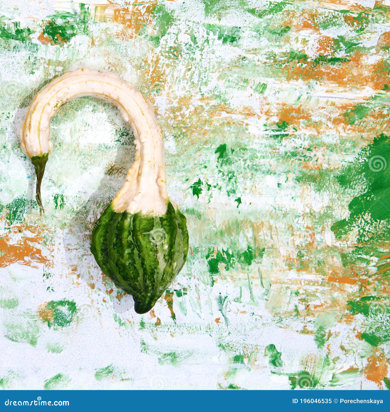 Decorative Pumpkin on Design Painted Background. Minimal Art Stock ...