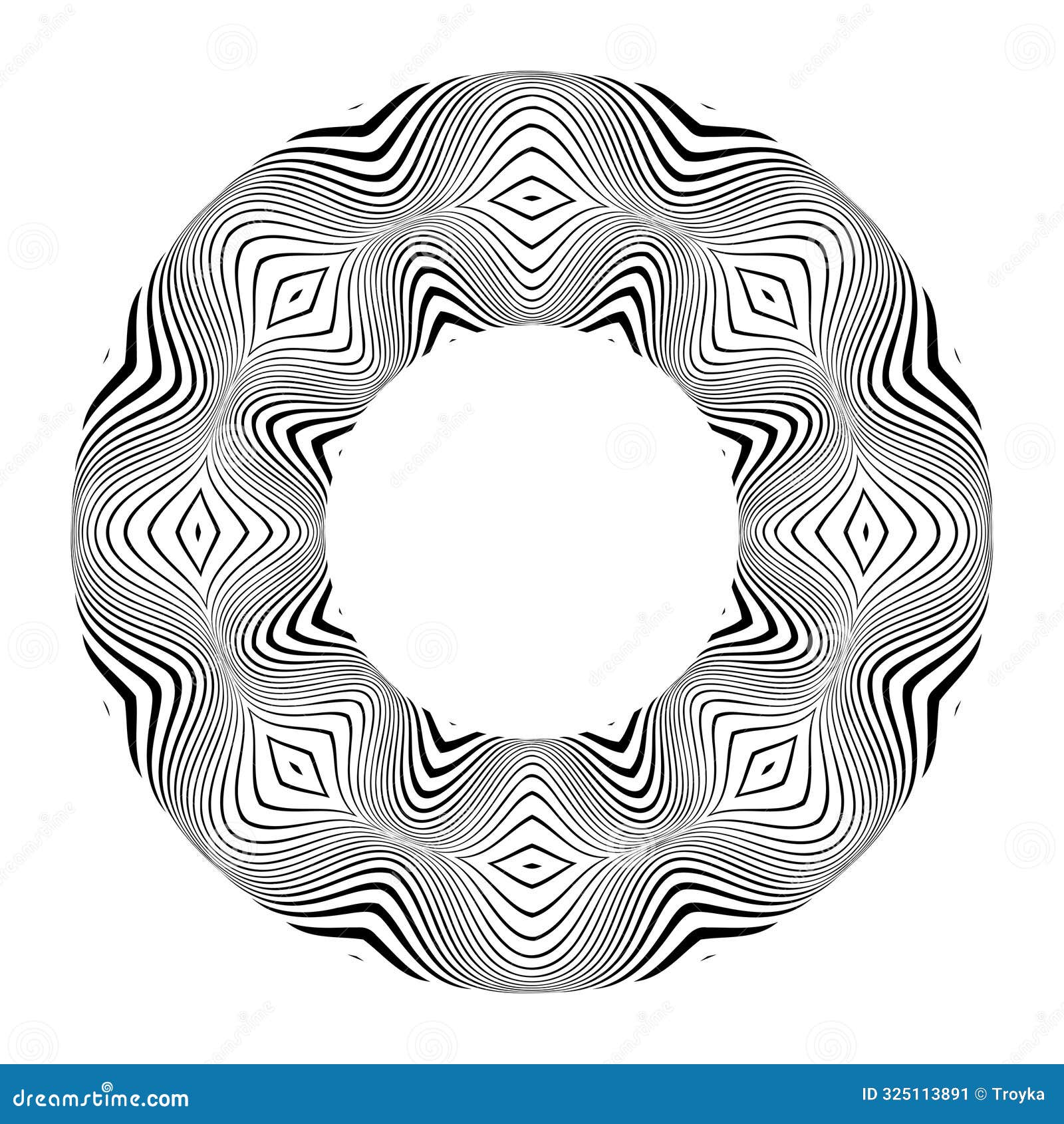 Decorative Radial Circle Wavy Lines Pattern Stock Illustration ...