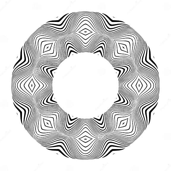 Decorative Radial Circle Wavy Lines Pattern Stock Illustration ...