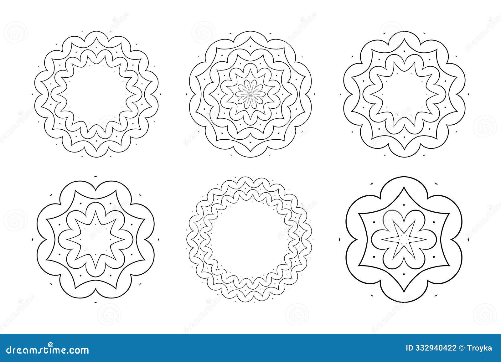 Decorative Radial Outline Geometric Patterns Set Stock Vector ...