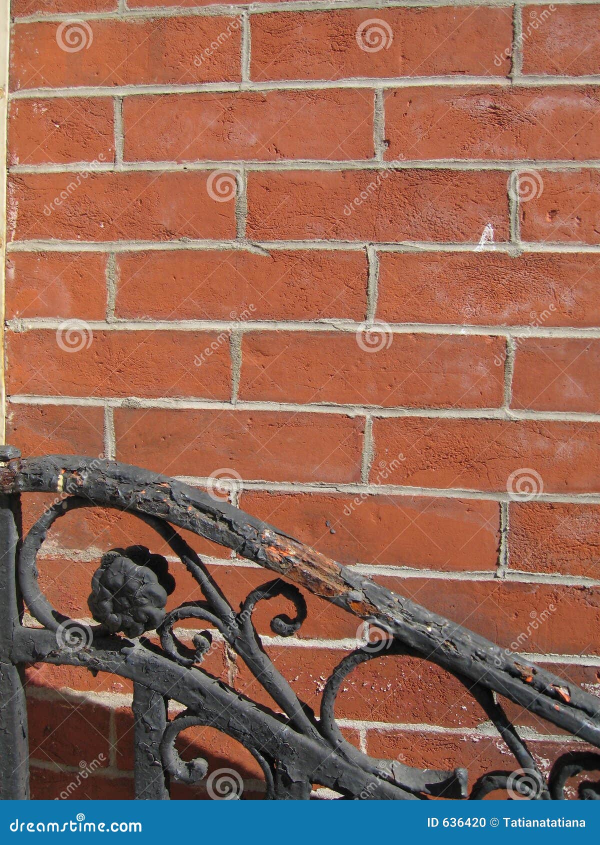 Decorative Railing, Brick Wall Stock Photo - Image of black, decoration ...