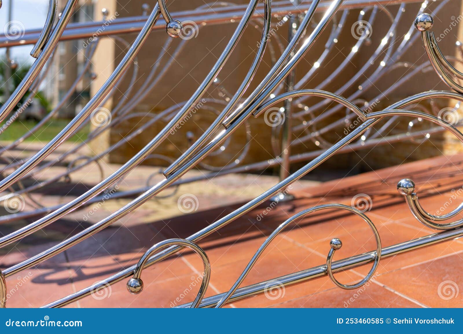 Decorative Railing Made of Stainless Metal Close-up Stock Image - Image ...