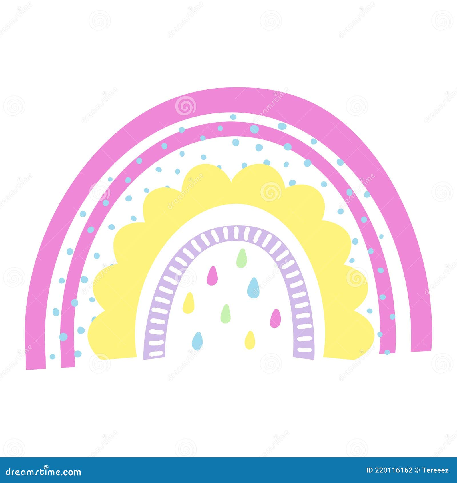 Decorative Rainbow with Colorful Rain Stock Vector - Illustration of ...