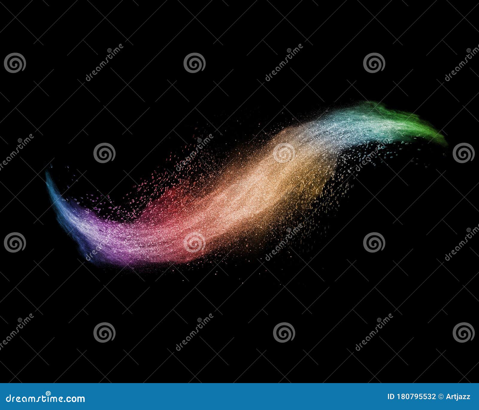 Rainbow Powder Wave Splash on a Black Background. Stock Photo - Image ...