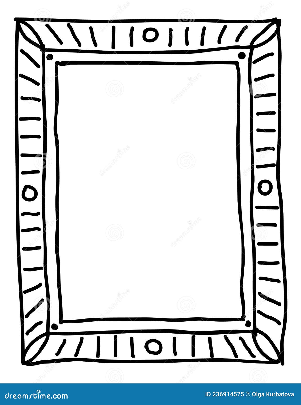 Decorative Rectangle Frame. Doodle Line Pattern Border Stock Vector ...