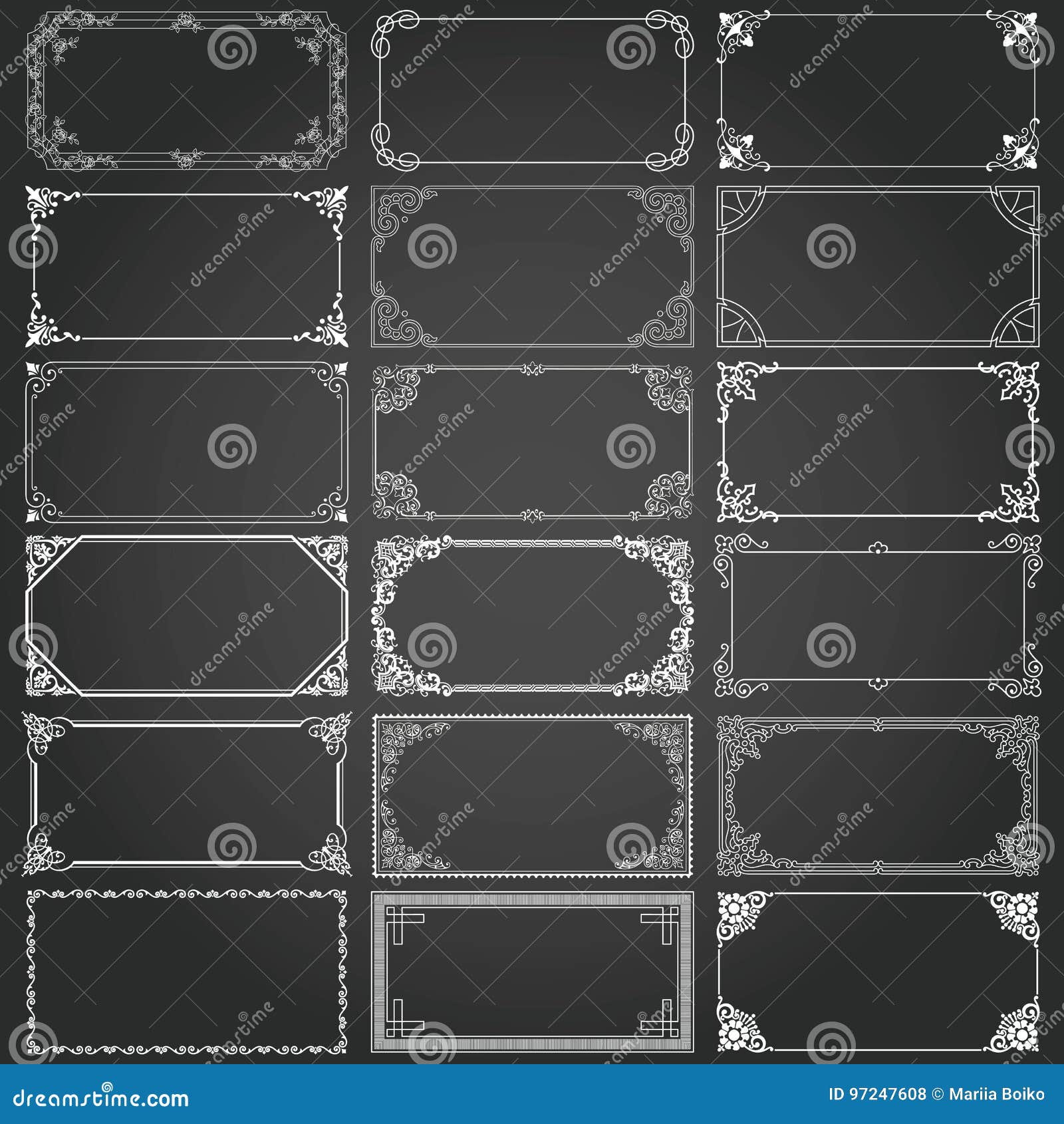 Decorative Rectangle Frames and Borders Set Vector Stock Vector ...