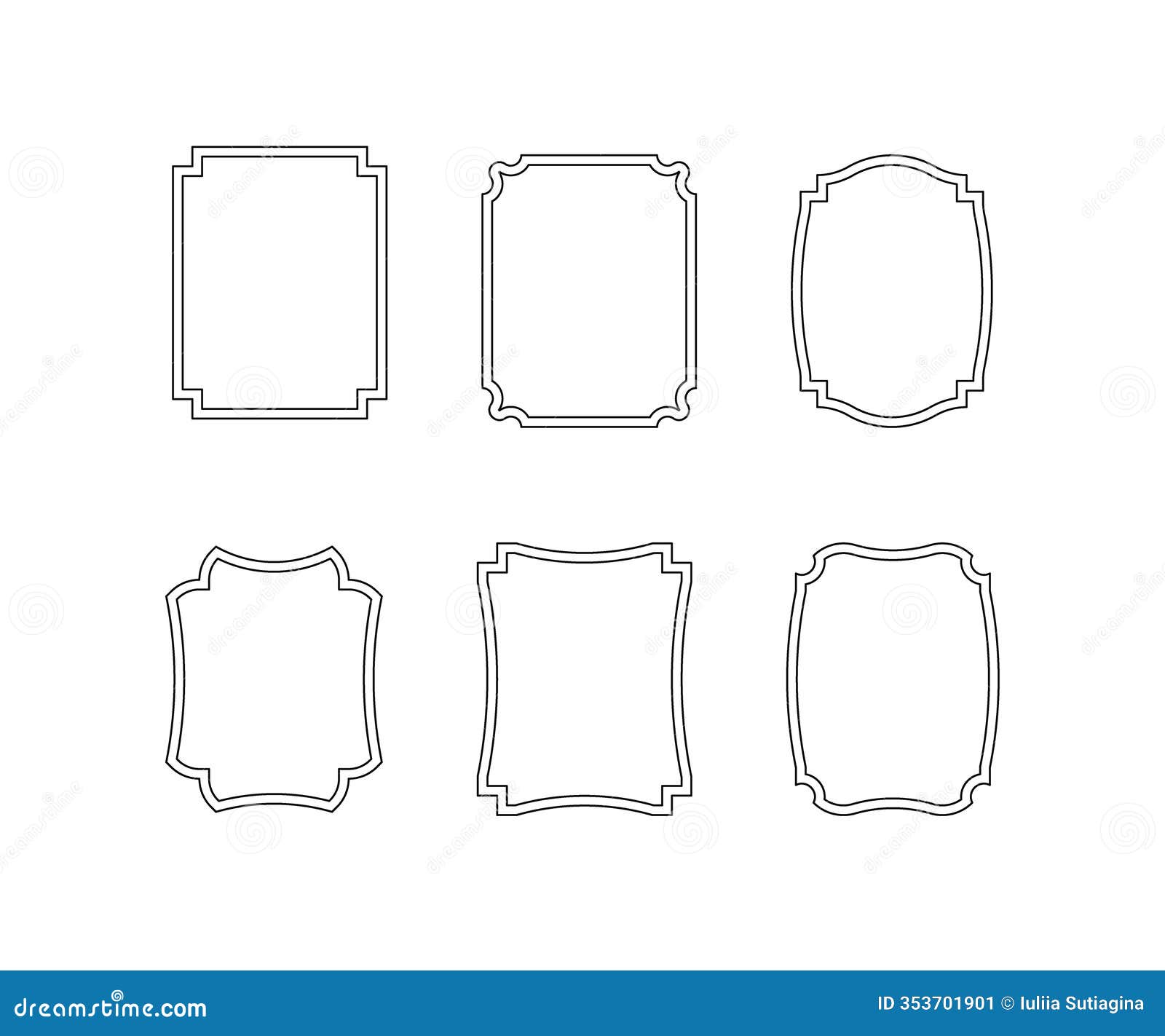 Decorative Rectangle Frames for Note Text, Line Set. Vintage ...