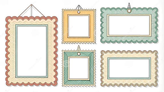 Decorative Rectangle Frames with Wavy Edges for Art Display and Design ...