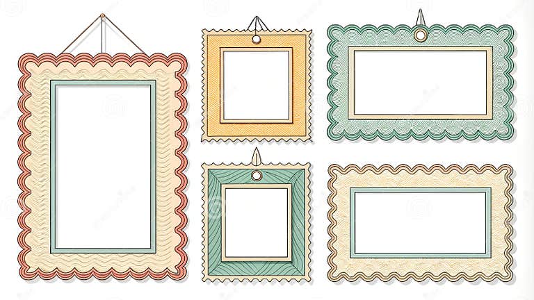 Decorative Rectangle Frames with Wavy Edges for Art Display and Design ...