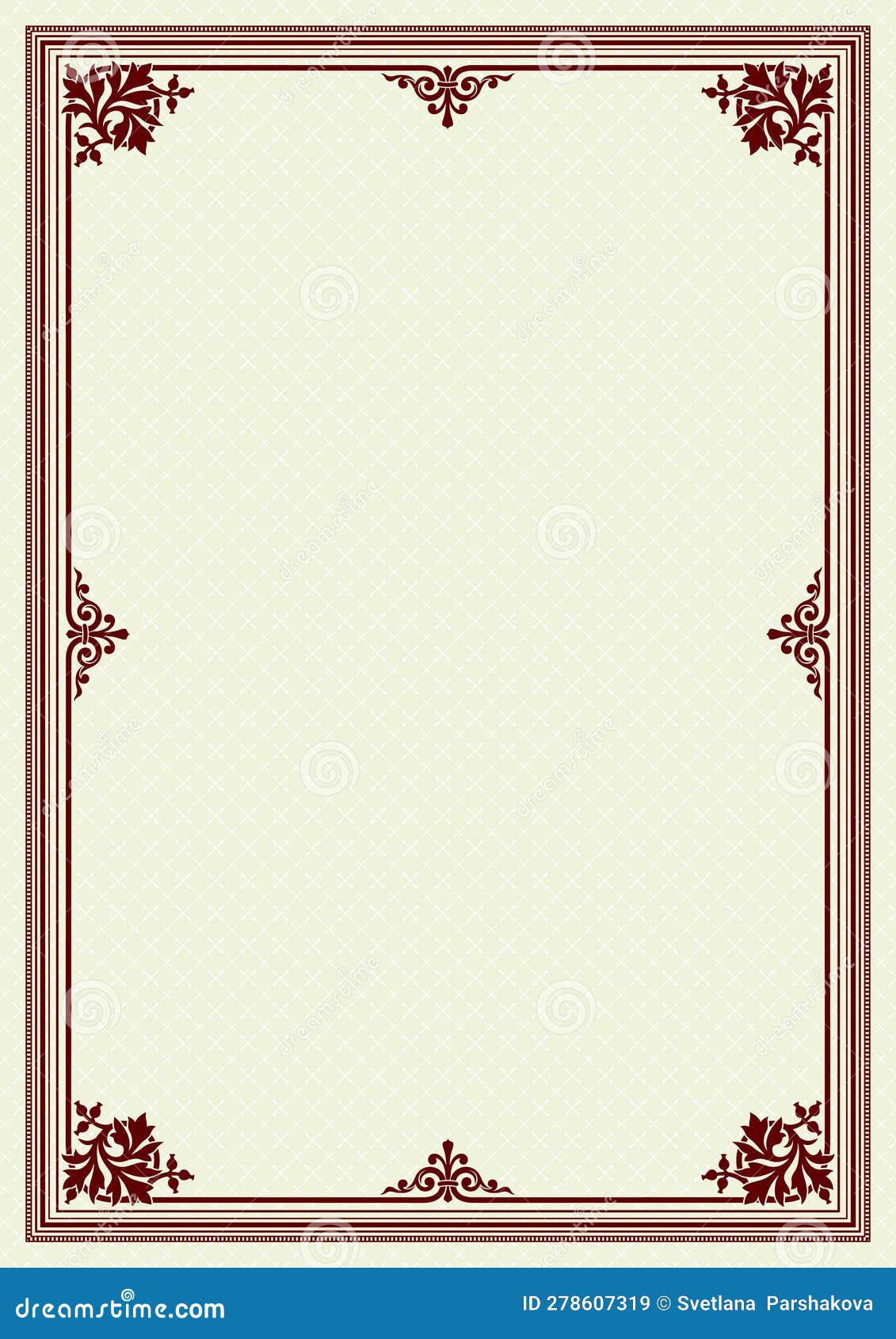 Decorative Rectangular Framework for Card, Book Cover, Certificate ...