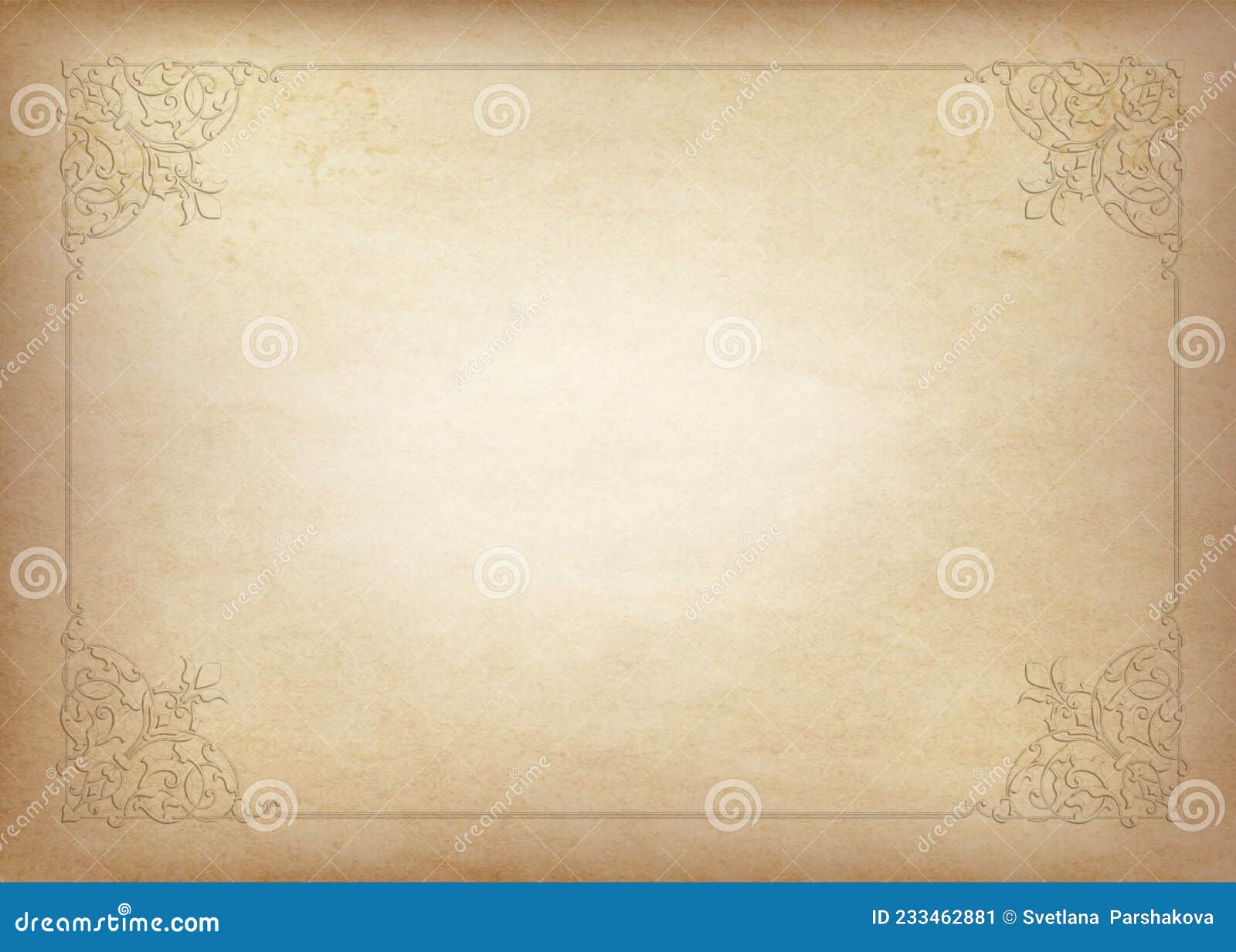 Decorative Rectangular Framework on a Piece of Parchment. Stock ...