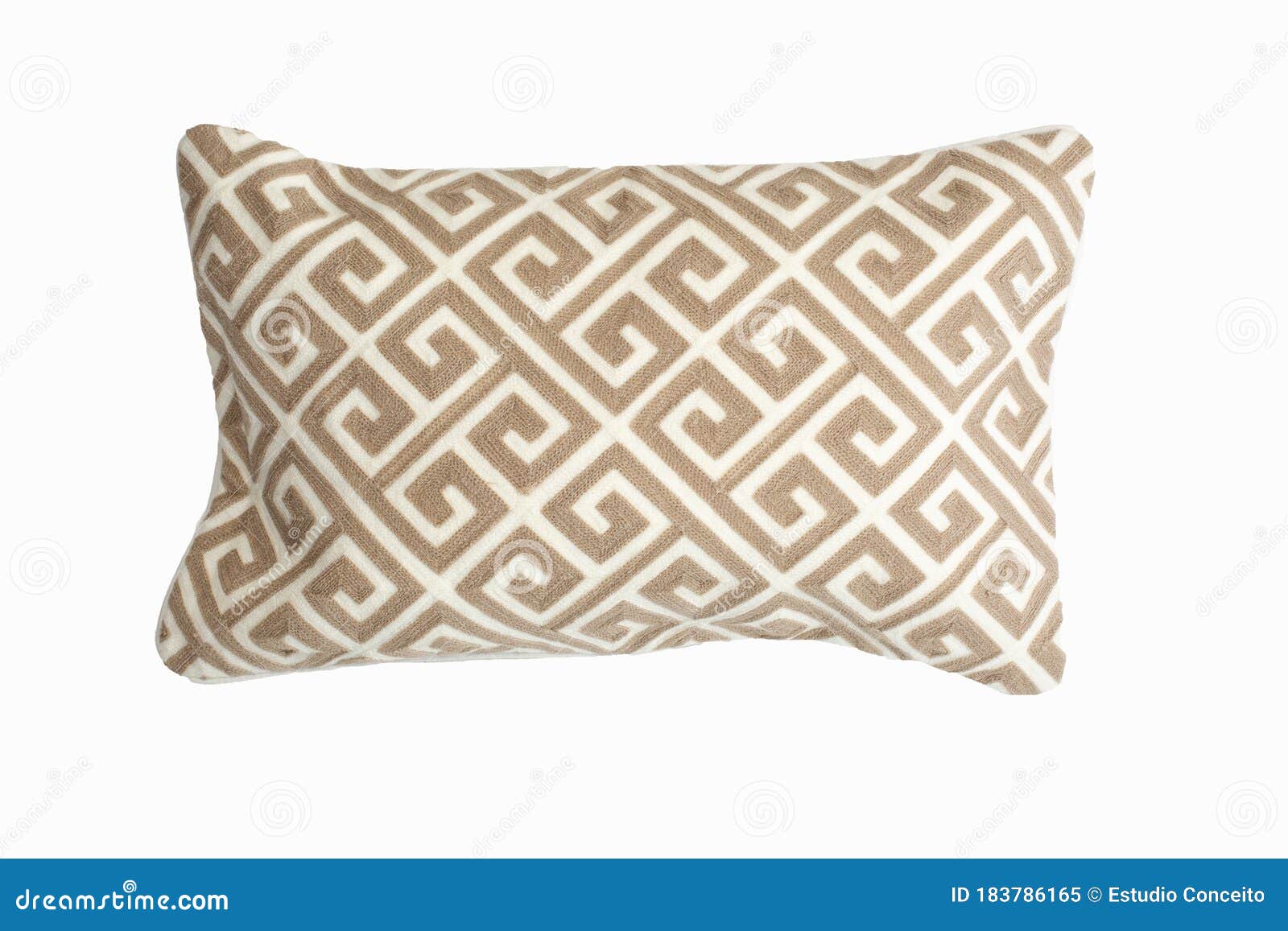 Decorative Rectangular Pillow, with Geometric Pattern in Ivory and ...