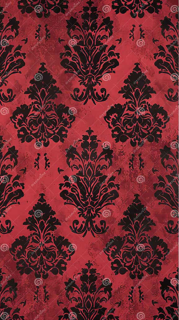 Decorative Red and Black Baroque Wallpaper Pattern Stock Photo - Image ...
