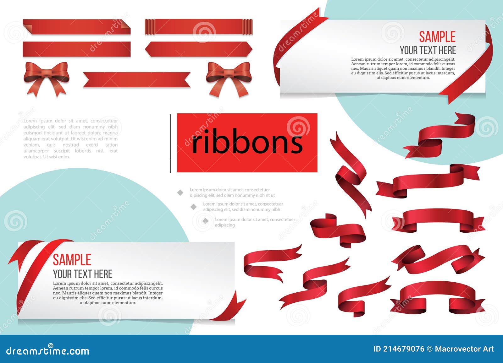 Decorative Red Blank Ribbons Composition Stock Vector - Illustration of ...