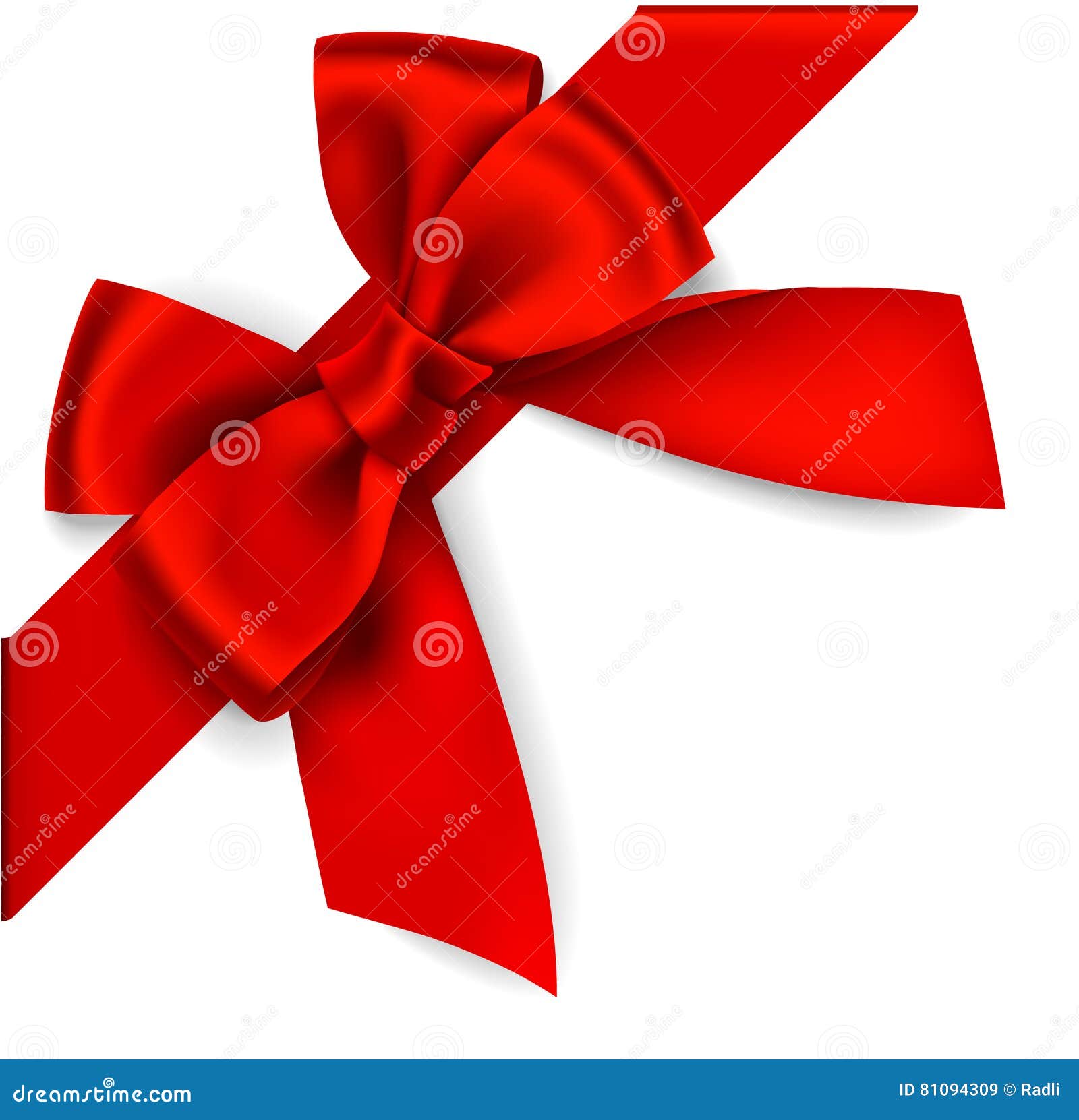 Decorative Red Bow with Diagonally Ribbon on the Corner Stock Vector ...