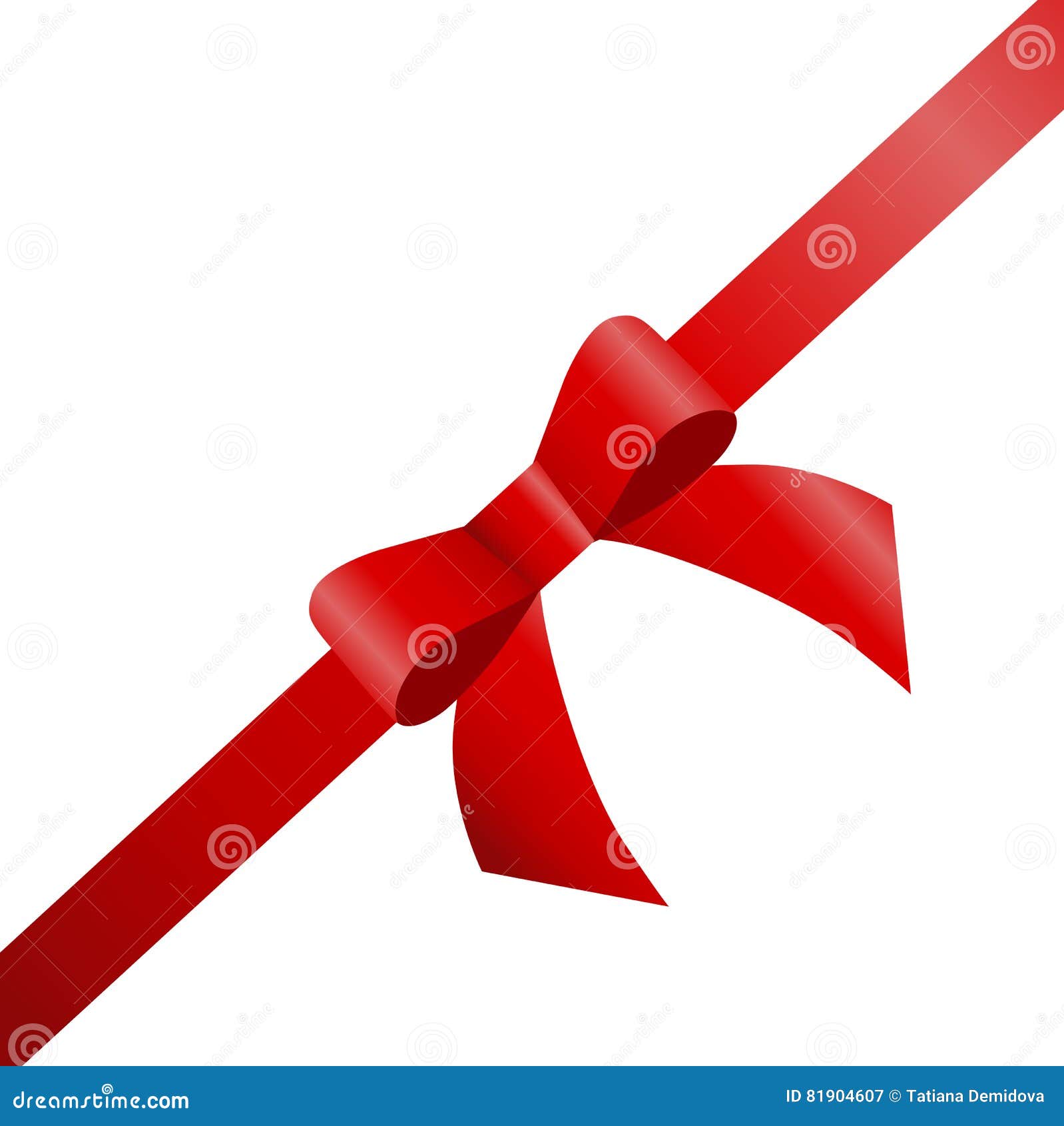 Decorative Red Bow with Diagonally Ribbon on the Corner. Stock Vector ...