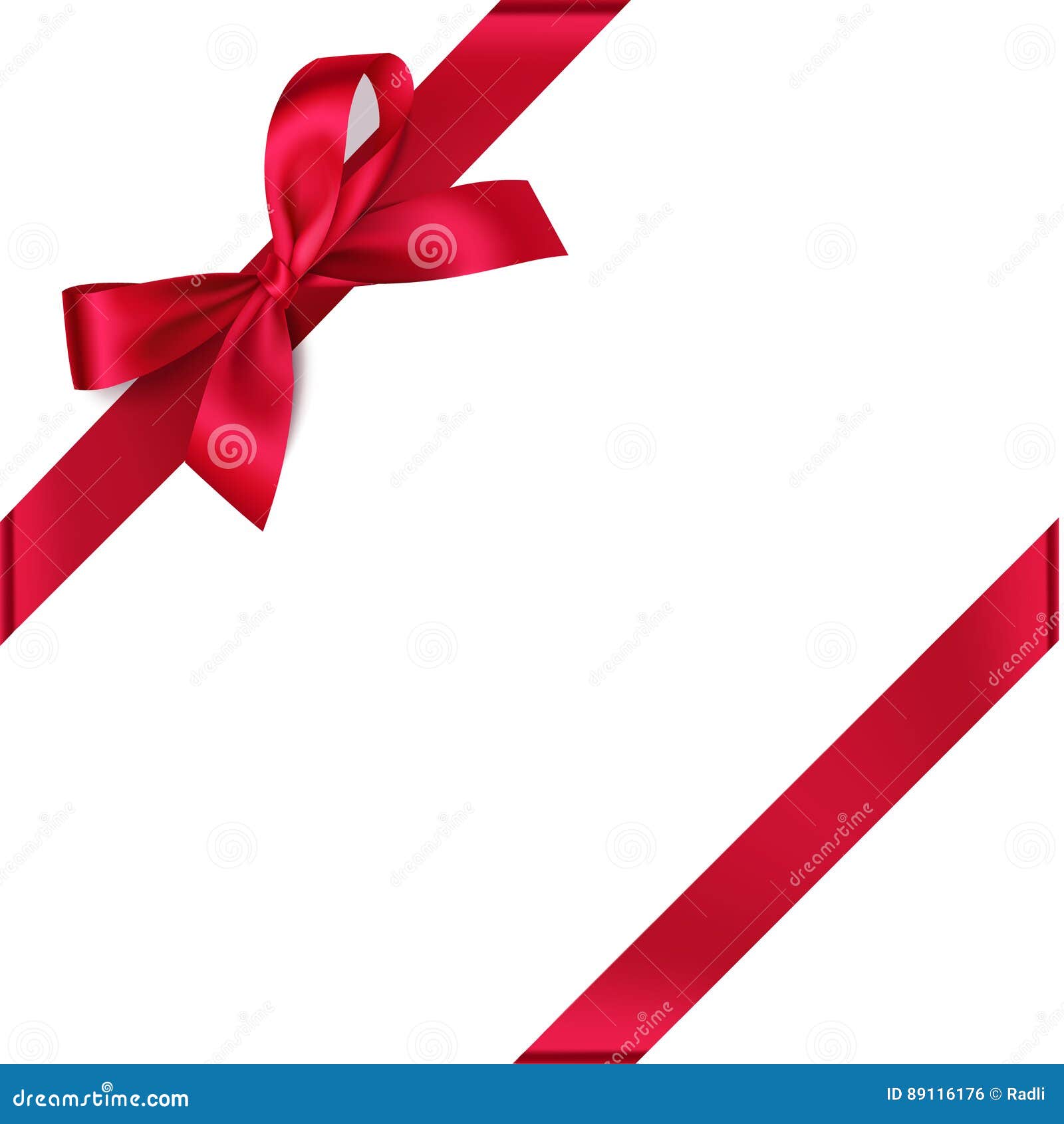 Decorative Red Bow with Diagonally Ribbon on the Corner. Stock Vector ...